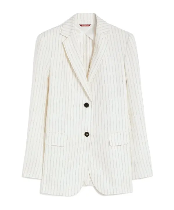 Max Mara Striped Button Jacket - White