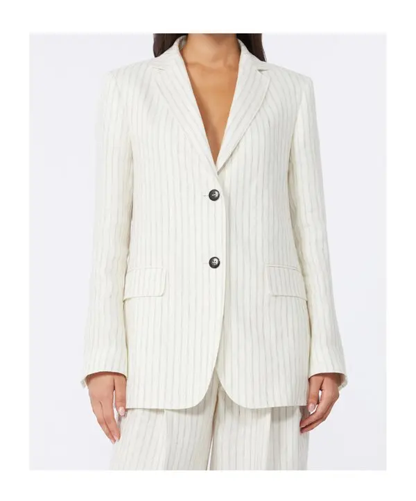 Max Mara Striped Button Jacket - White