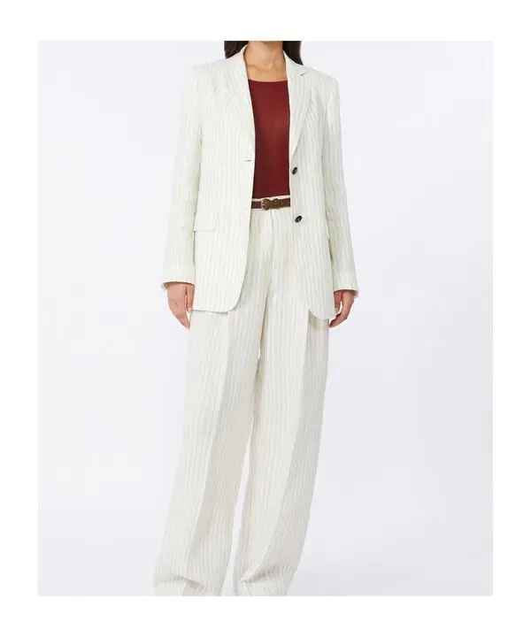 Max Mara Striped Button Jacket - White