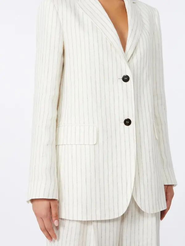 Max Mara Striped Button Jacket - White