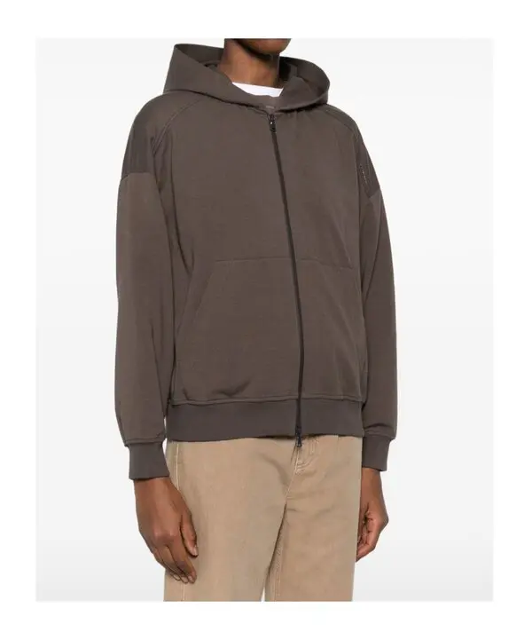 Brunello Cucinelli Monili-embellished Zip-up Hoodie - Brown