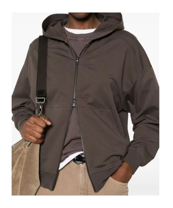 Brunello Cucinelli Monili-embellished Zip-up Hoodie - Brown