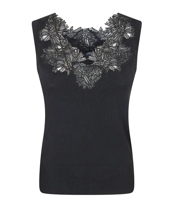 Ermanno Scervino Sleeveless Lace Tank Top - Black