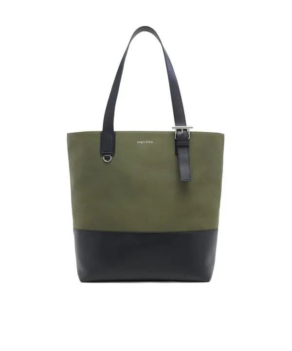 Alexander McQueen T-bar Buckle Shoulder Bag - Khaki/black
