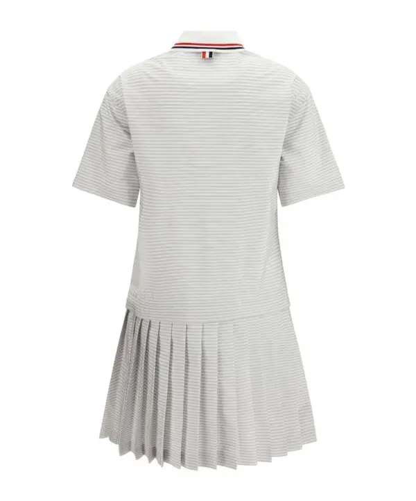 Thom Browne Striped Pleated Polo Mini Dress - Medium Gray