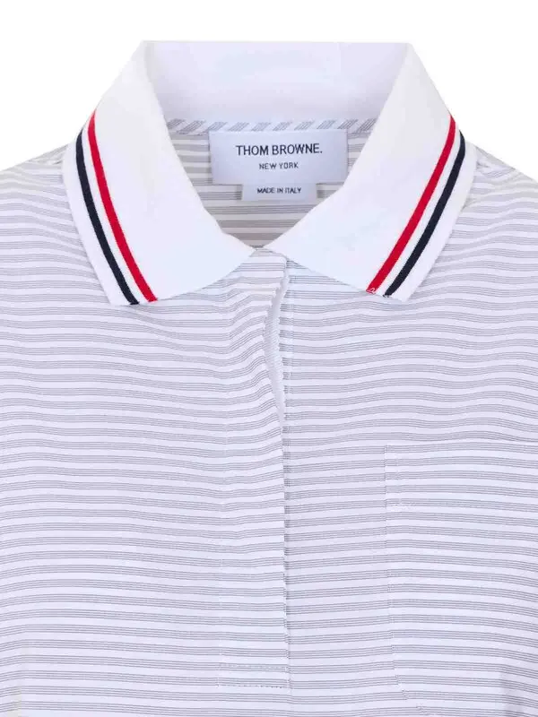 Thom Browne Striped Pleated Polo Mini Dress - Medium Gray