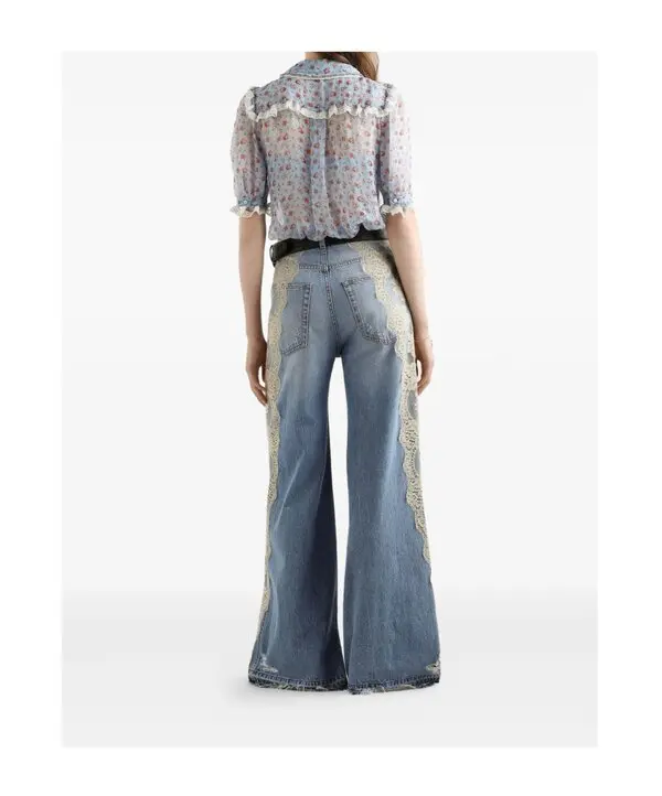 Dolce & Gabbana Paneled Lace Jeans - Gray