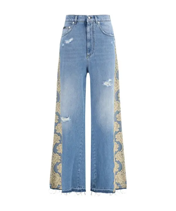 Dolce & Gabbana Paneled Lace Jeans - No