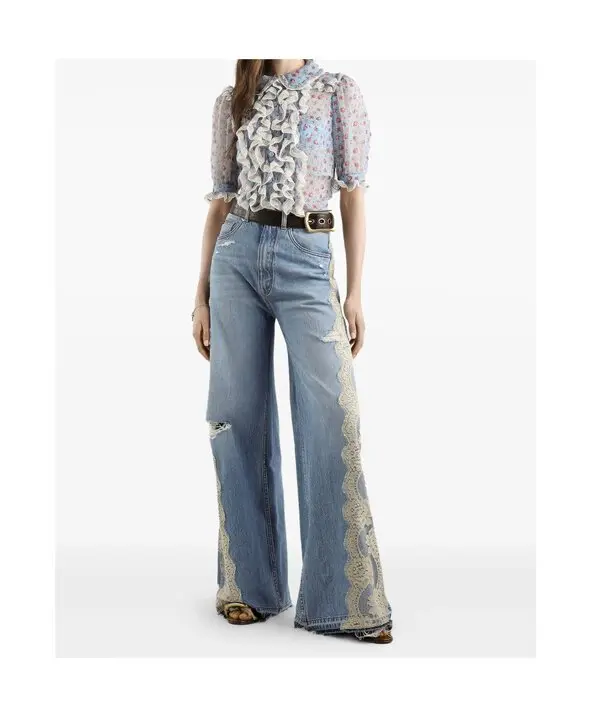 Dolce & Gabbana Paneled Lace Jeans - No