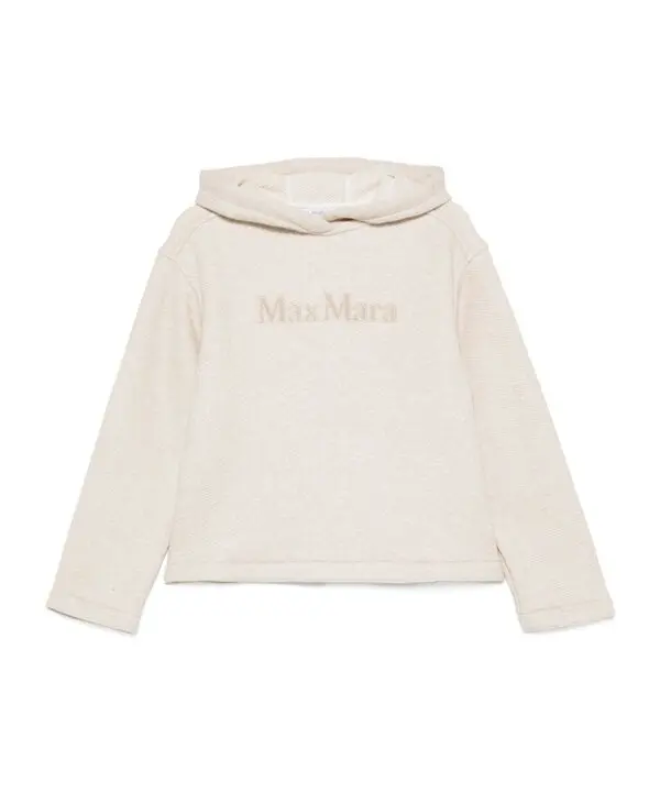 Max Mara Logo Embroidered Hooded Sweater - White