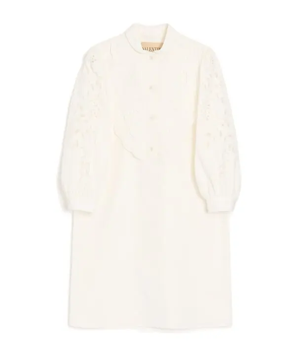 Valentino Garavani Embroidered Cotton Shirt Dress - White