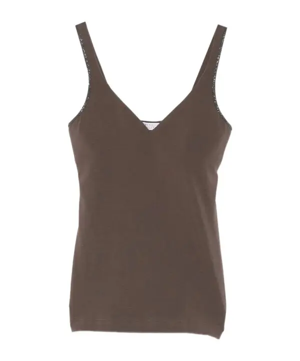 Brunello Cucinelli V-neck Strappy Tank Top - Brown
