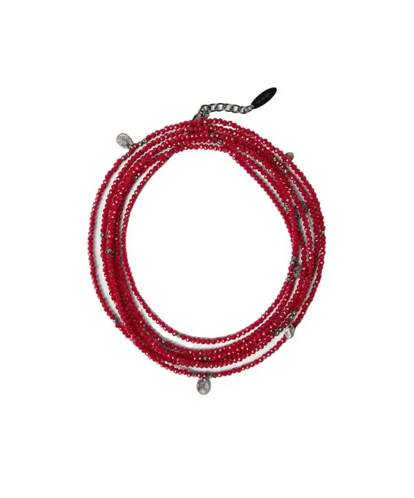 Brunello Cucinelli Beaded Bracelet With Logo Clasp - Red