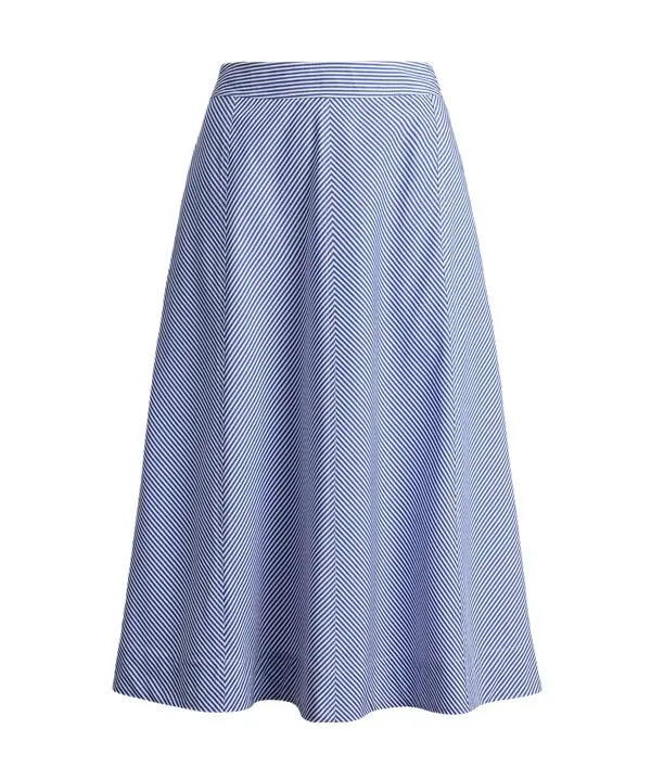 Ralph Lauren Striped Chevron Panel Midi Skirt - Blue