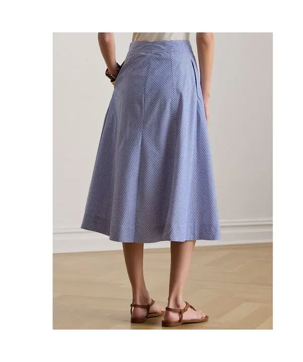 Ralph Lauren Striped Chevron Panel Midi Skirt