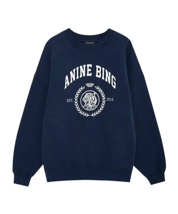 ANINE BING Miles Collegiate Logo Sweatshirt - Black