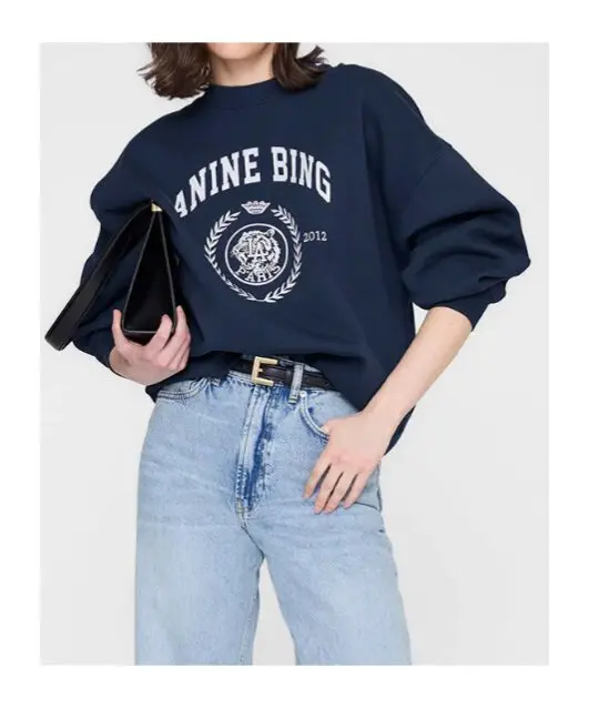 ANINE BING Miles Collegiate Logo Sweatshirt - Black