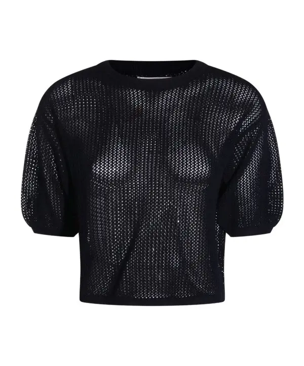 Antonelli Firenze Open-knit Short-sleeve Sweater - Black