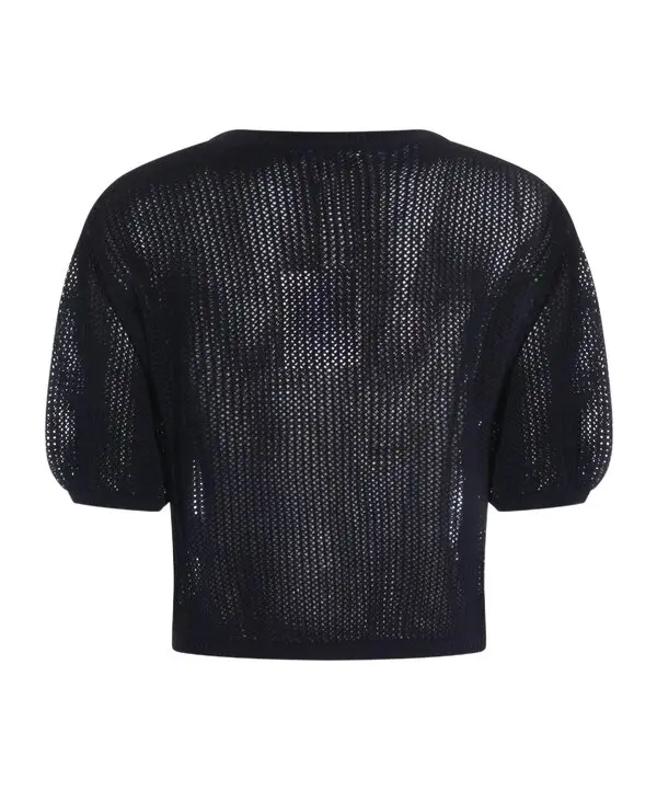 Antonelli Firenze Open-knit Short-sleeve Sweater - Black