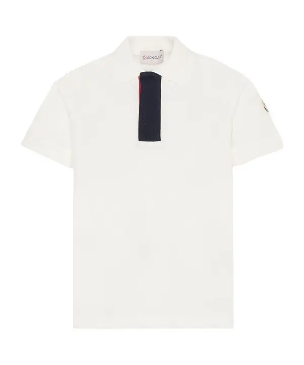 Moncler Tricolor-trimmed Piquet Polo Shirt - White