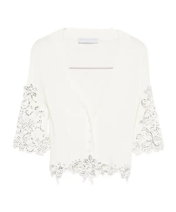 Ermanno Scervino Lace Cotton Cardigan - White