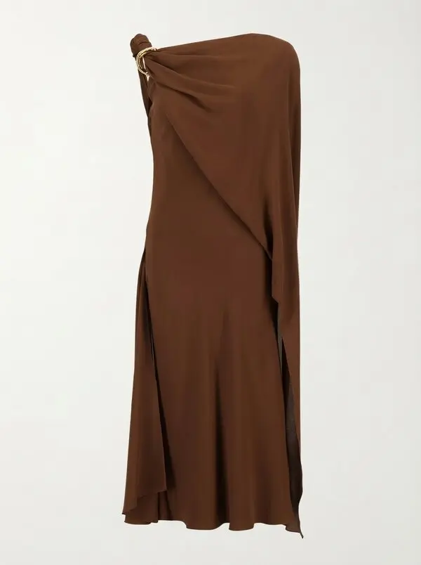 Gucci Silk Midi Dress - Brown
