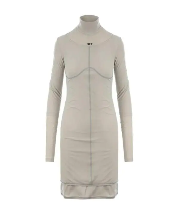Off-White Jersey Bodycon Dress - Nude