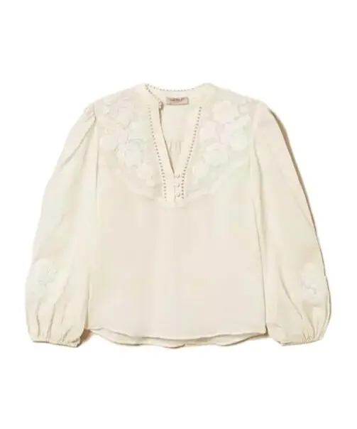 TWINSET Embroidered V-neck Blouse - No