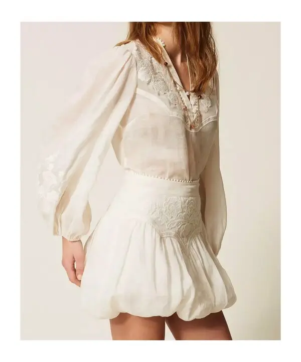 TWINSET Embroidered V-neck Blouse - No