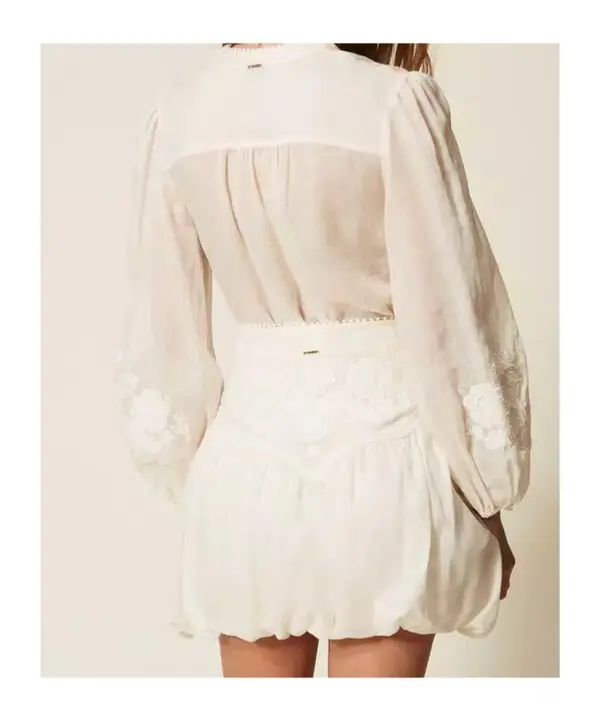 TWINSET Embroidered V-neck Blouse - No