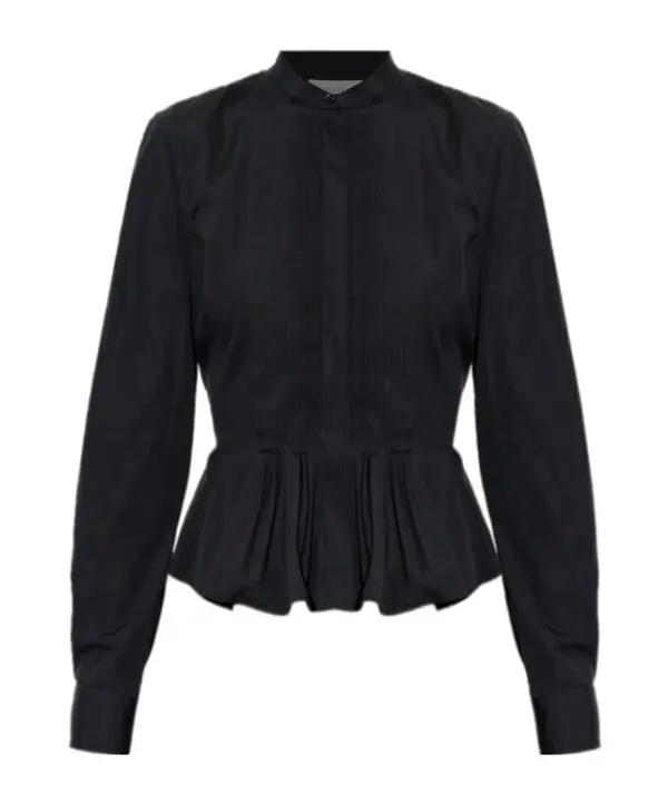 Alexander McQueen Pleated Peplum Shirt - Black