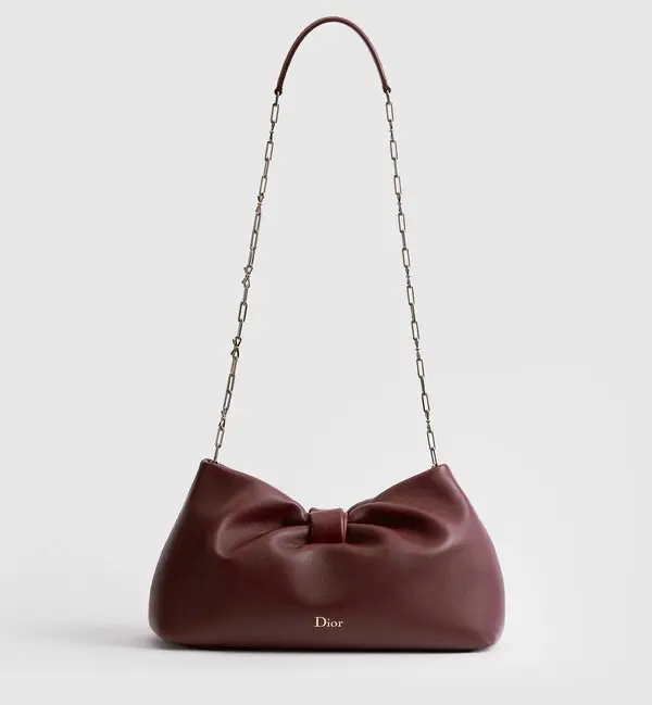 Dior Bow Detail Leather Shoulder Bag - Red