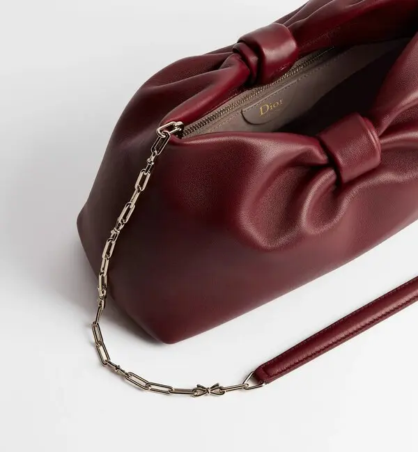 Dior Bow Detail Leather Shoulder Bag - Red