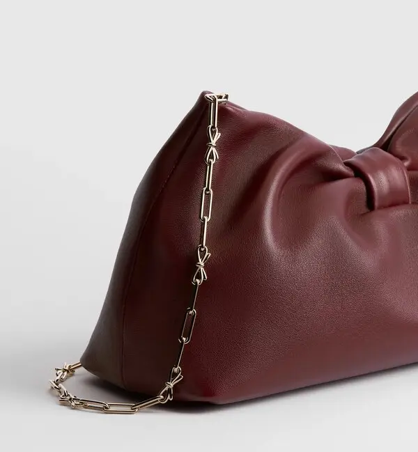 Dior Bow Detail Leather Shoulder Bag - Red