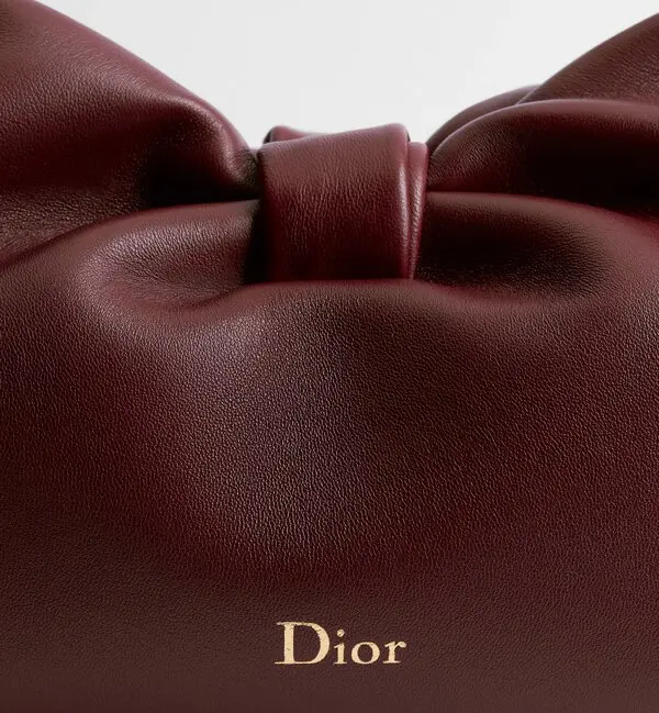 Dior Bow Detail Leather Shoulder Bag - Red