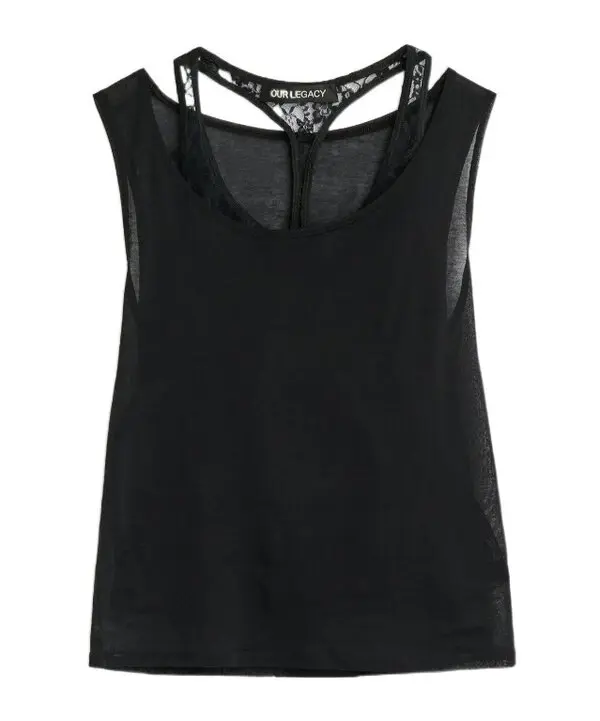 Our Legacy Lace Panel Swim Tank - Black
