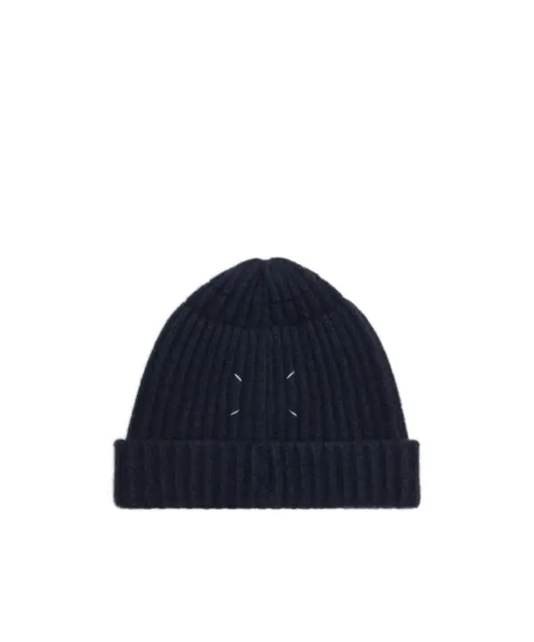MAISON MARGIELA Ribbed Beanie - Navy Blue
