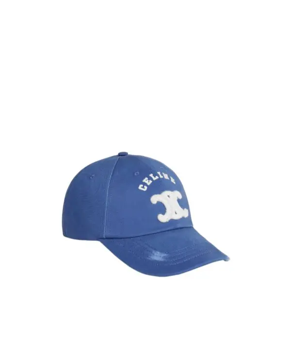 Celine Triomphe Cap In Cotton Twill Gabardine - Blue