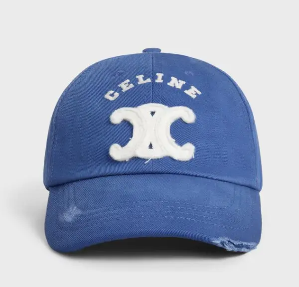 Celine Triomphe Cap In Cotton Twill Gabardine - Blue