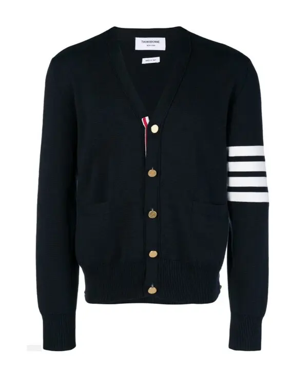 Thom Browne 4-bar V-neck Cardigan - Navy Blue