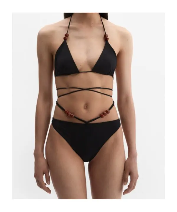 Magda Butrym Strappy Swim Briefs With Bead Embellishments - Black