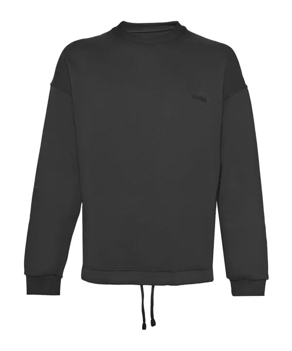 Zegna Logo Embroidered Crewneck Sweatshirt - Black