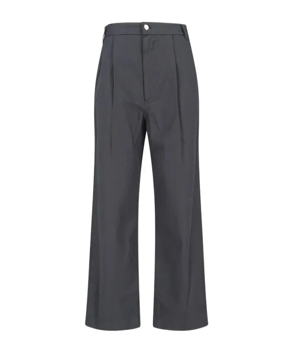 LOW CLASSIC Pleated Wide-leg Trousers - Black