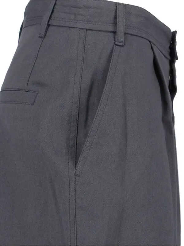 LOW CLASSIC Pleated Wide-leg Trousers - Black