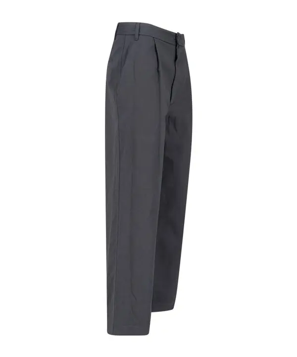 LOW CLASSIC Pleated Wide-leg Trousers - Black
