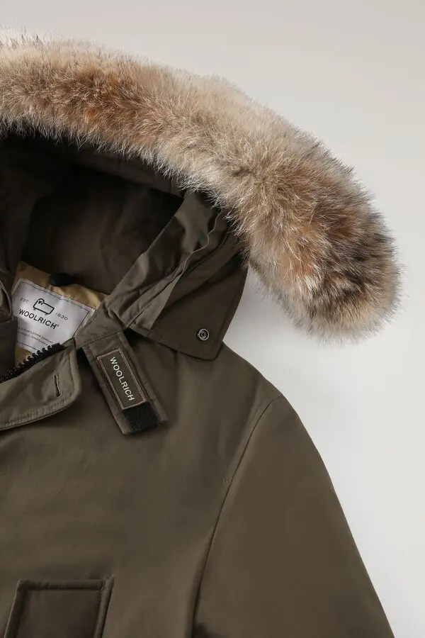Woolrich Logo Down Parka With Removable Fur Trim - Brown