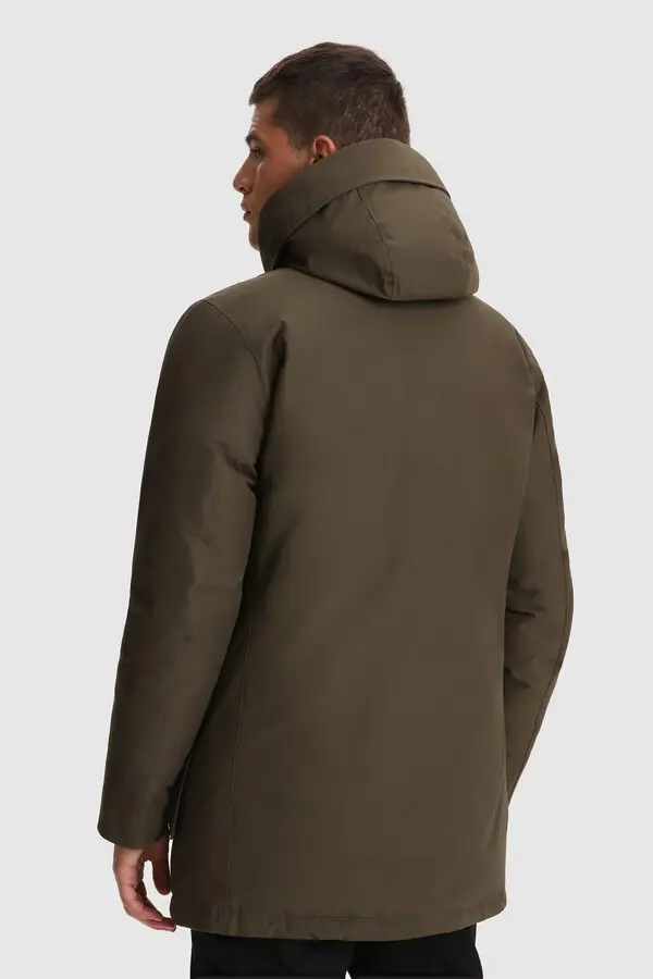 Woolrich Logo Down Parka With Removable Fur Trim - Brown