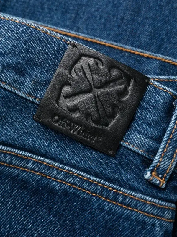 Off-White Logo Patch High-waisted Jeans - Blue