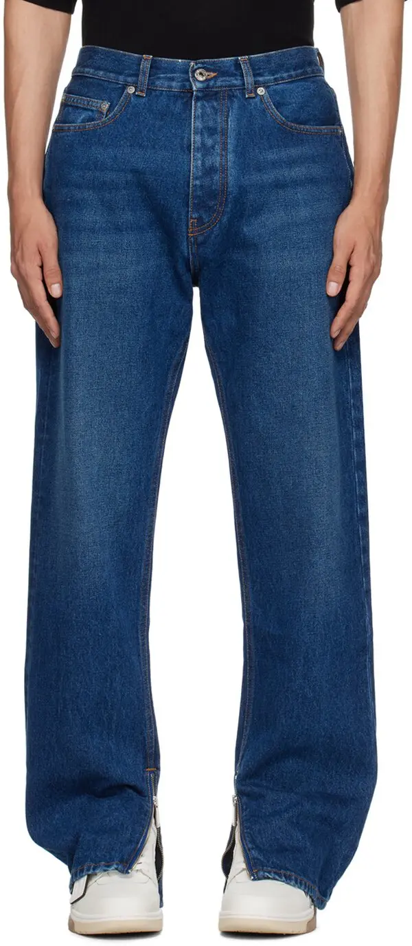 Off-White Logo Patch High-waisted Jeans - Blue