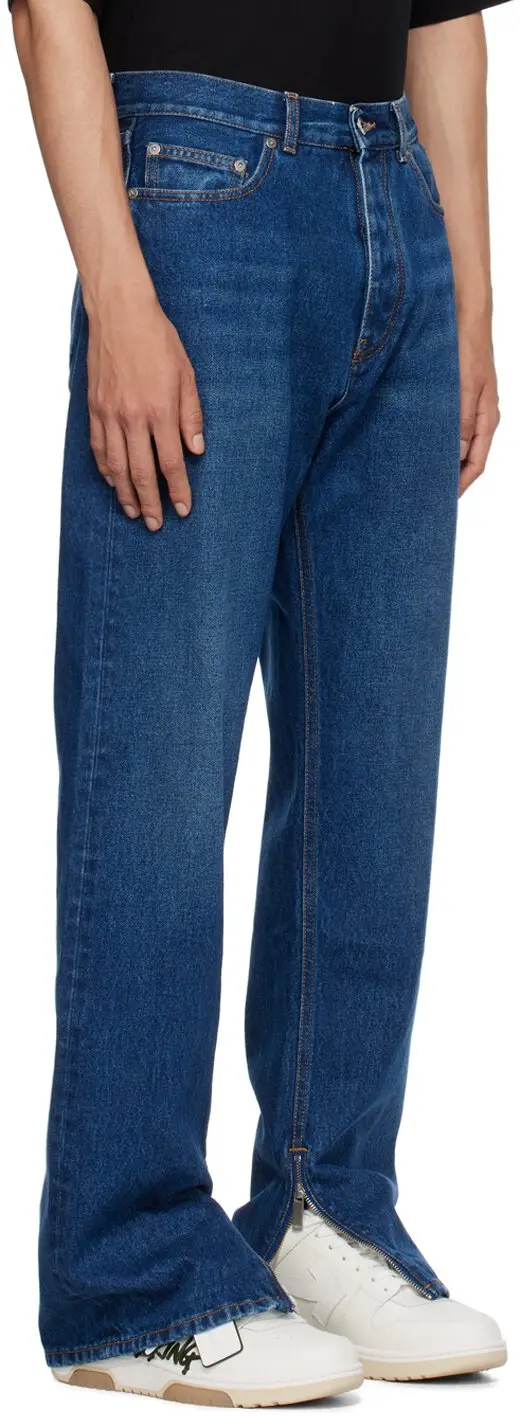 Off-White Logo Patch High-waisted Jeans - Blue